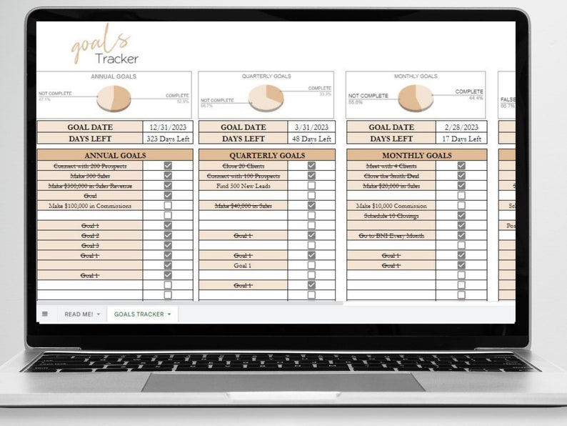 Goal Tracker Google Sheet Goals Tracker Excel Goals Tracker - Etsy