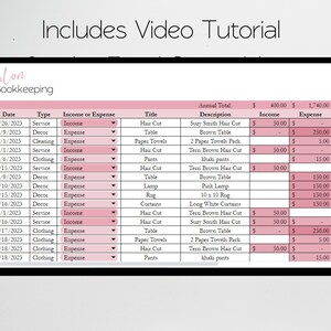 Salon Bookkeeping Template, Hair Salon Income and Expenses Tracker Log ...