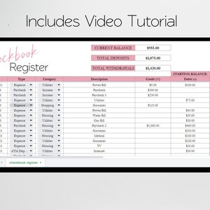 Checkbook Register Excel Spreadsheet, Check Book Register Google Sheets, Check Register Book ...