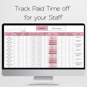 Employee PTO Tracker Template, Vacation Tracker, Leave Tracker, Time ...