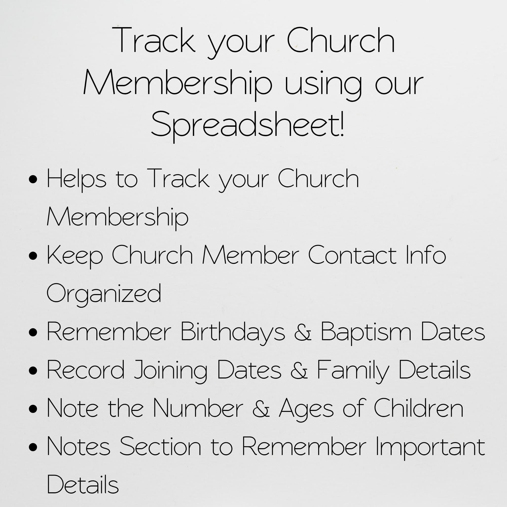 Church Membership Directory Template Excel Spreadsheet, Church ...