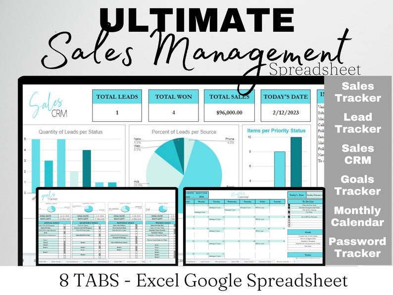 Sales Planner Template Excel Spreadsheet Sales Management - Etsy