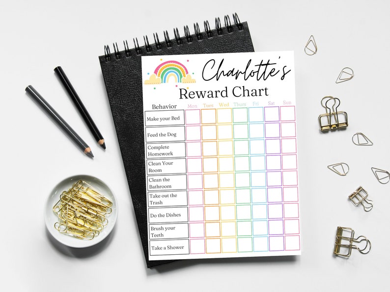 Reward Chart for Kids Printable, Editable in Canva, Sticker Chart Chore ...
