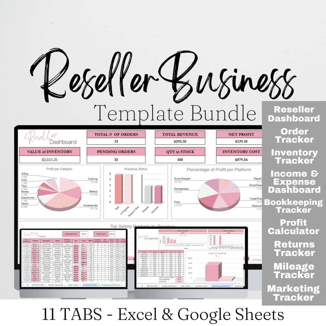 Reseller Spreadsheet Template, Resale Business Planner, Reseller ...
