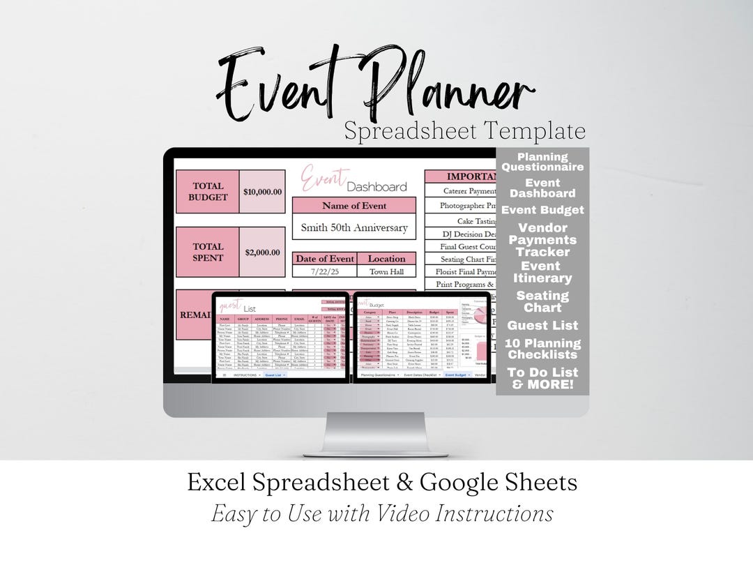 Event Planner Spreadsheet, Event Management Planner, Party Planning Template, Non Profit Event ...