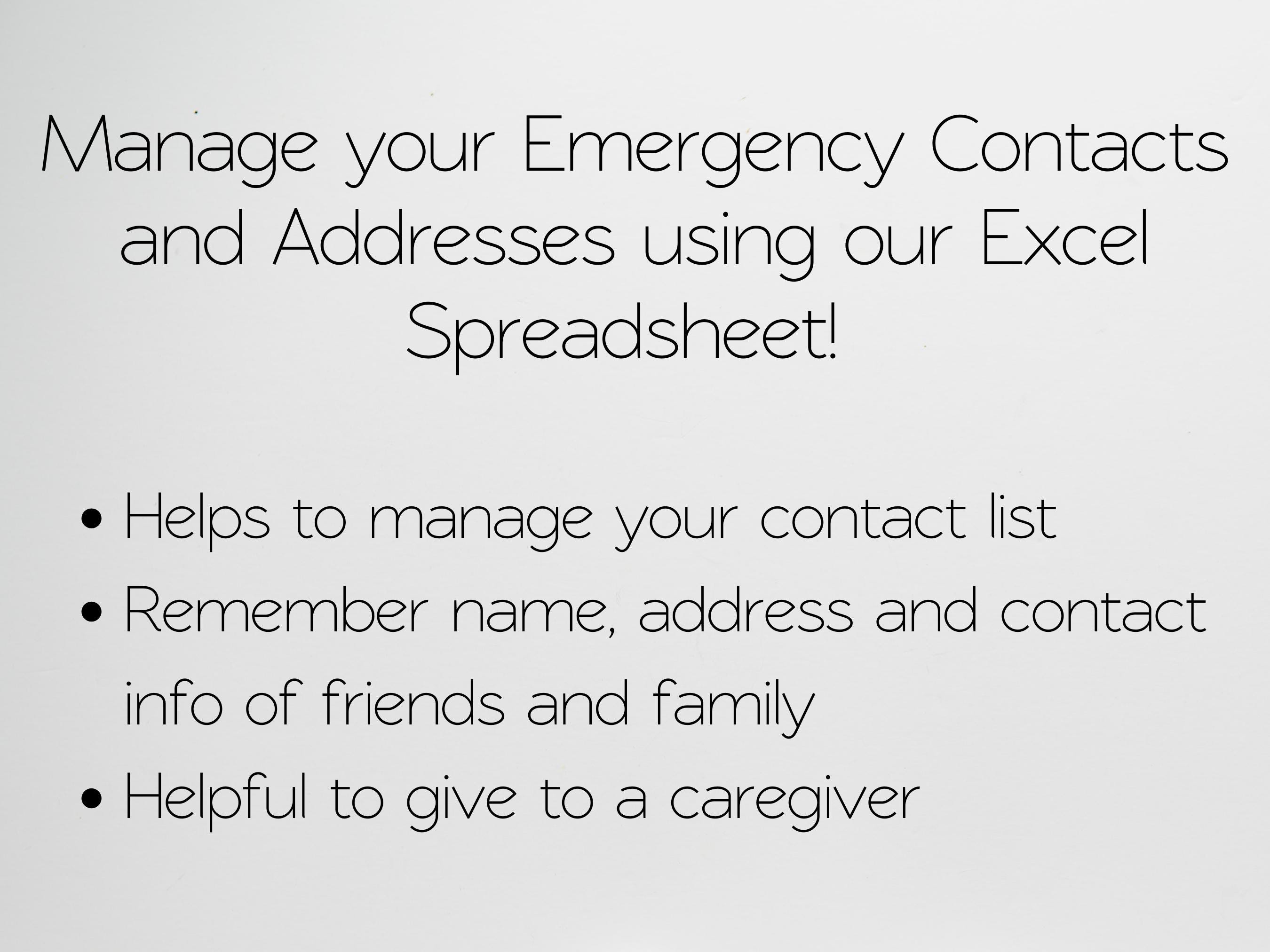 Emergency Contact List Template Excel Spreadsheet, Emergency ...