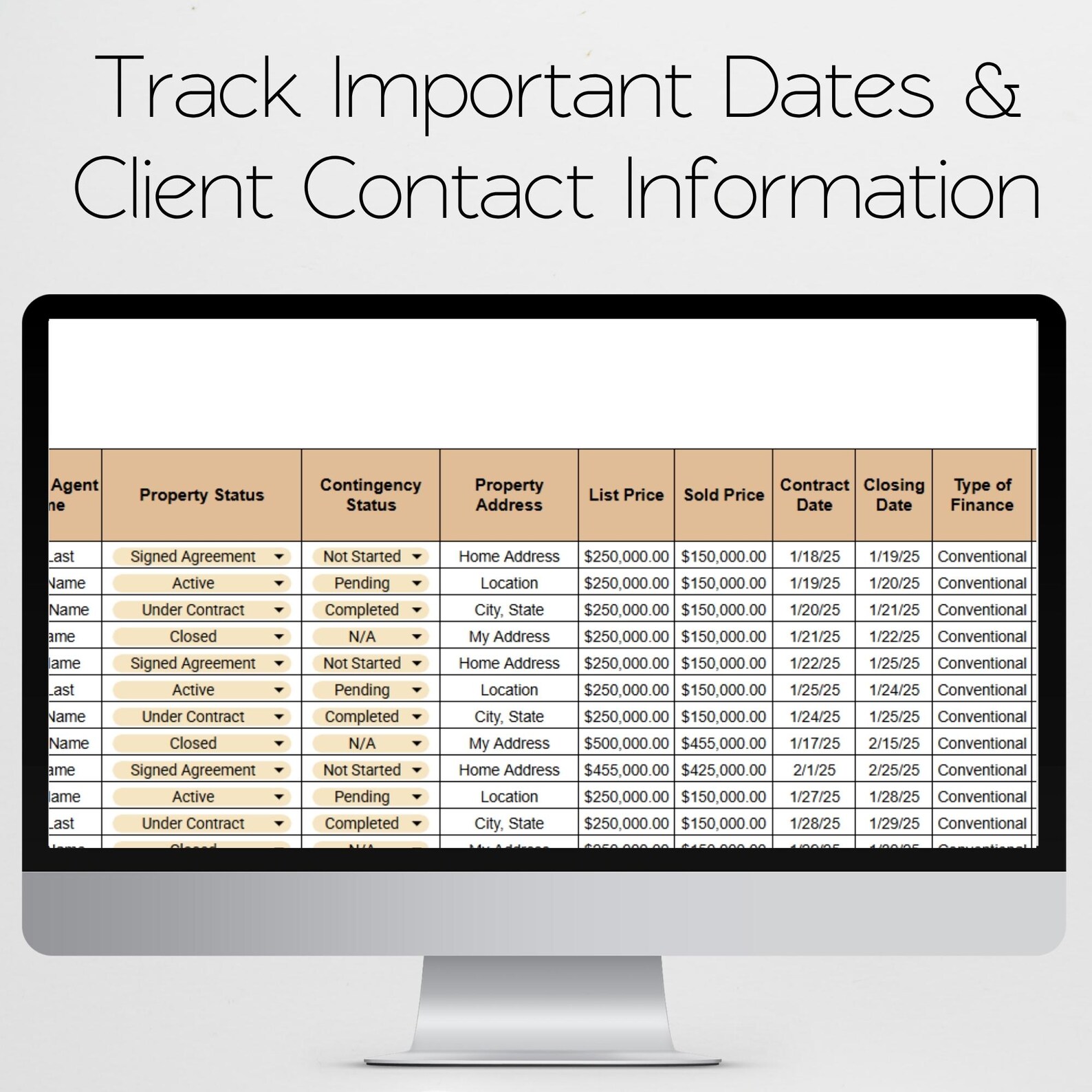 Realtor Transaction Checklist, Real Estate Excel Spreadsheets ...