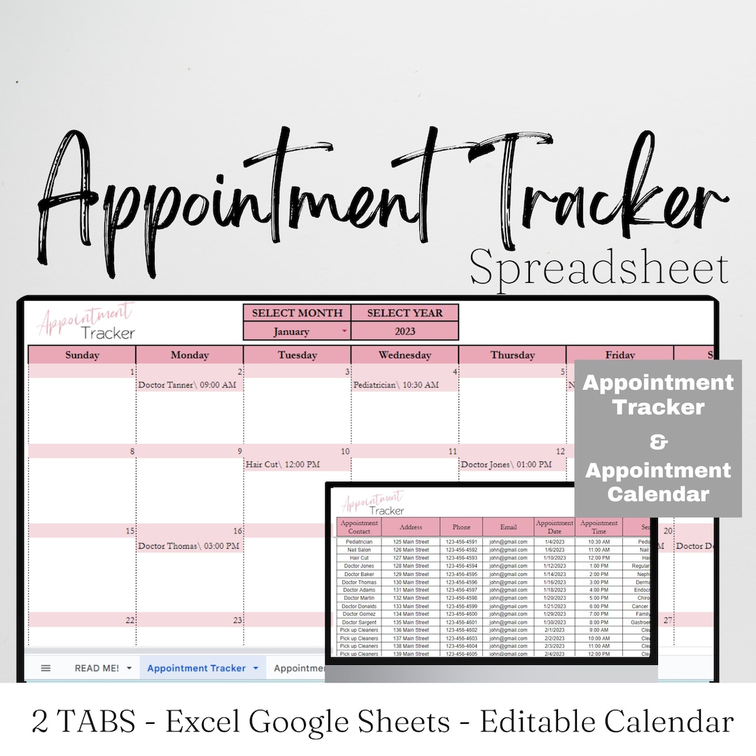 Appointment Tracker Google Sheets, Appointment Template, Appointment ...