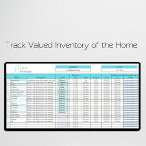 Home Inventory Spreadsheet, Home Inventory Template, Home Inventory ...