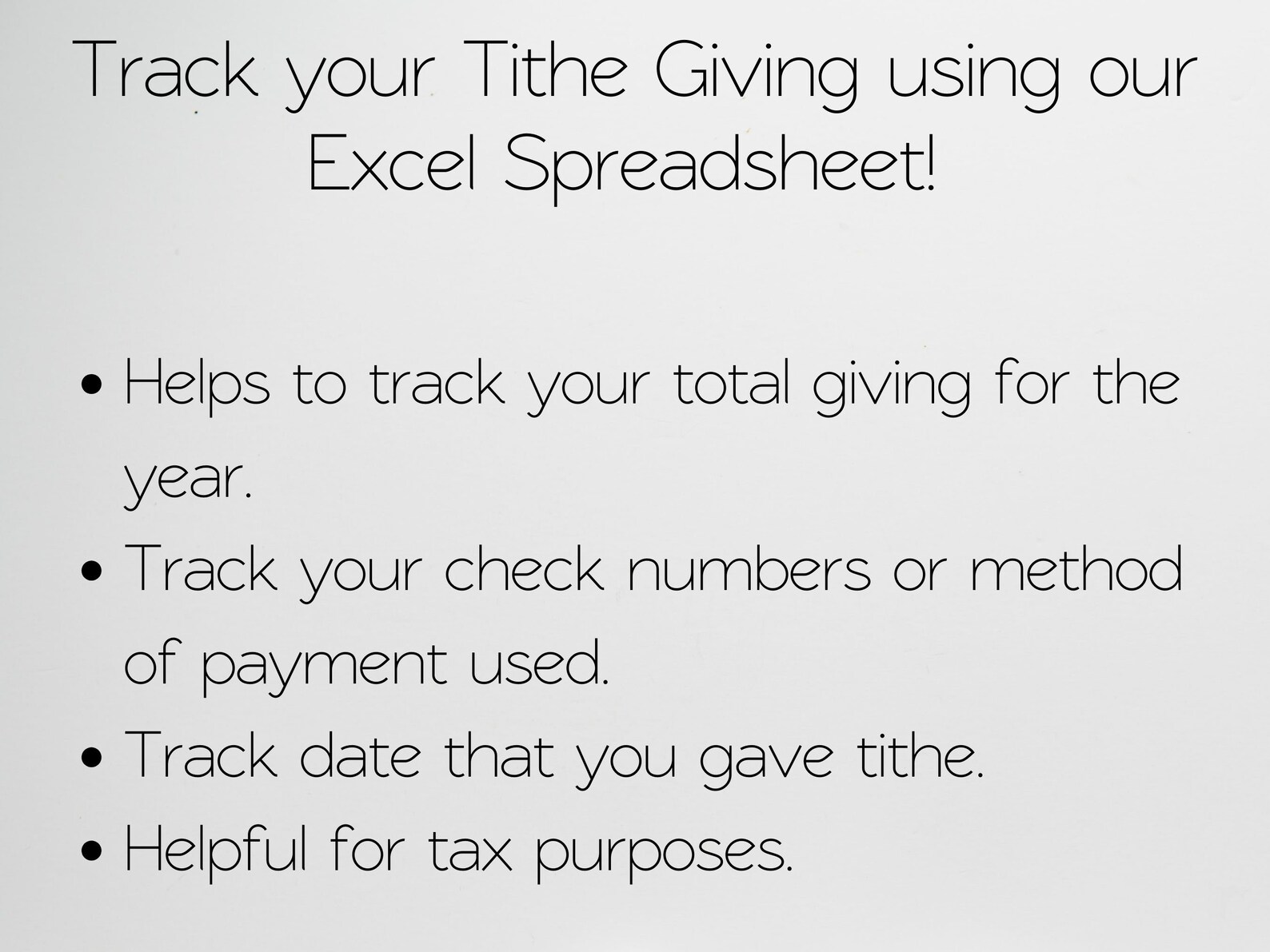 Tithe Tracker Excel Spreadsheet, Tithes and Offerings Tracking, Church ...