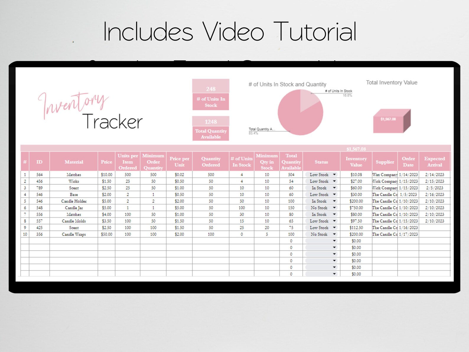 Inventory Tracker Google Sheets Inventory List Inventory - Etsy