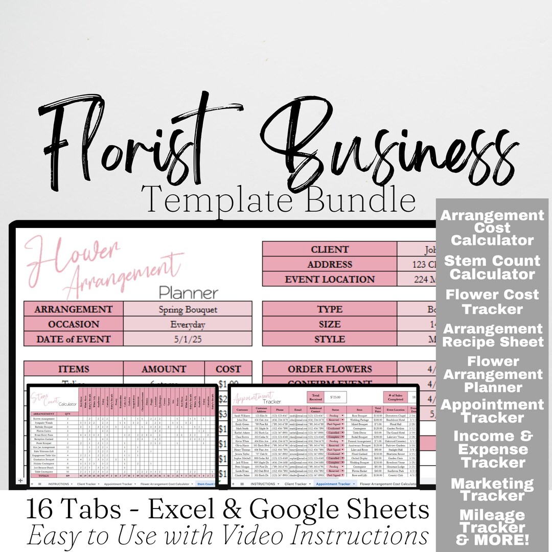 Flower Shop Business Templates, Florist Business Planner, Floral ...
