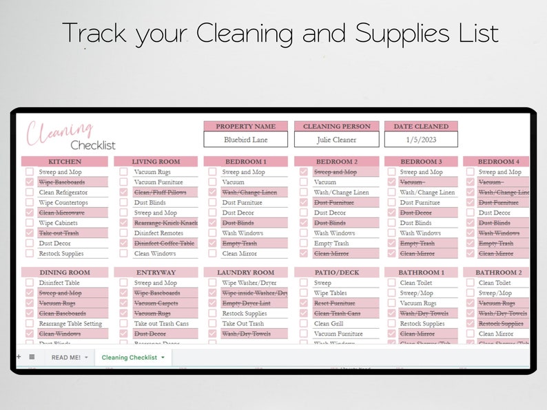 Cleaning Checklist for Short Term Rental Property Airbnb - Etsy