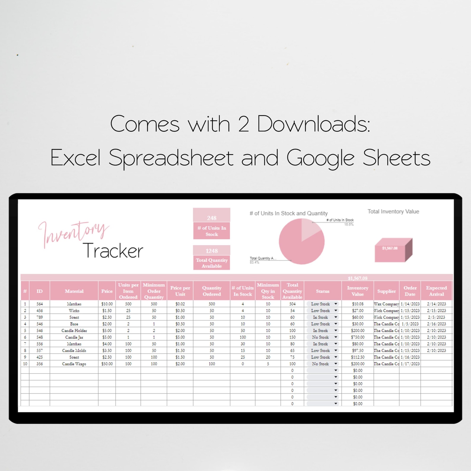 Inventory Tracker Google Sheets, Inventory List, Inventory Spreadsheet ...