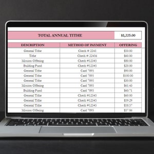 Tithe Tracker Excel Spreadsheet, Tithes and Offerings Tracking, Church Donations, Contribution ...
