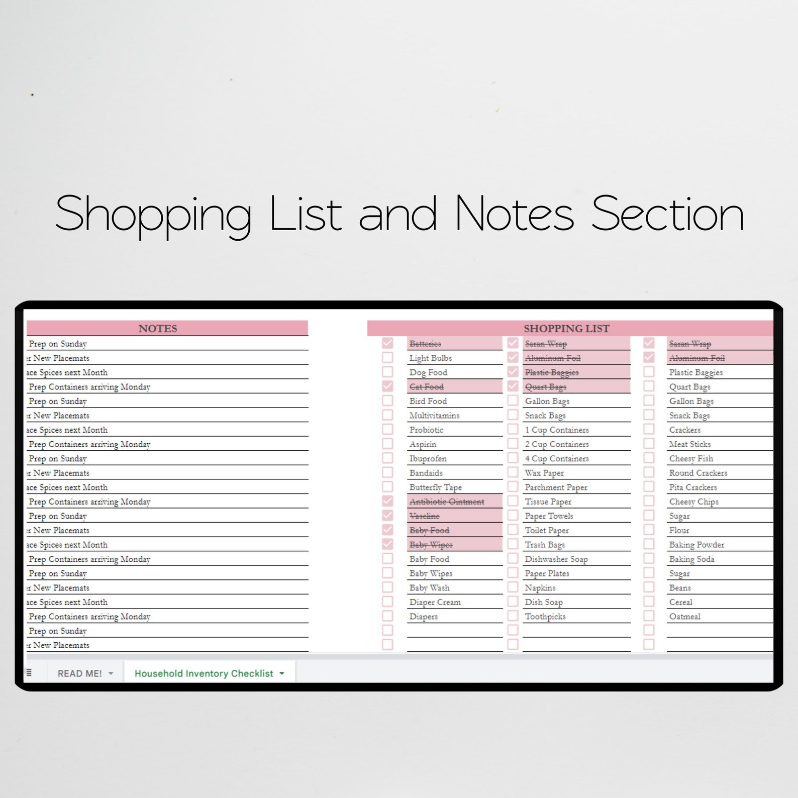 Household Inventory Checklist, Home Inventory Tracker Template, Food ...