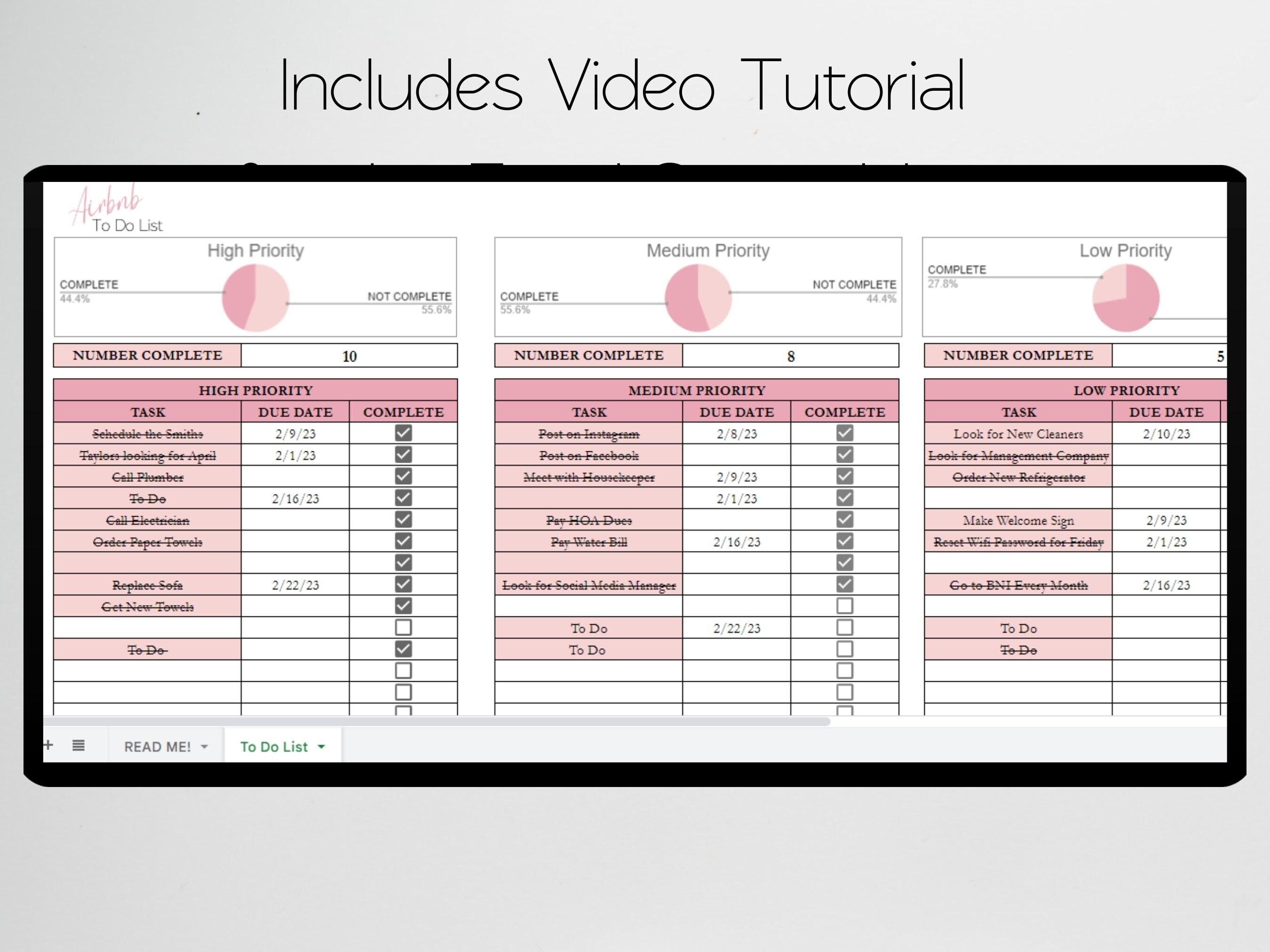 Task Checklist Short Term Rental Property Task Tracker, Vacation Home ...
