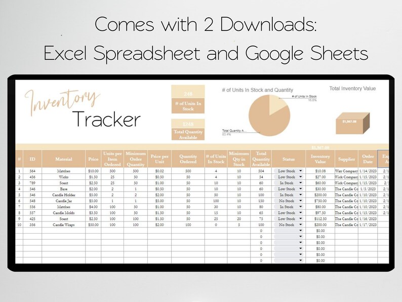 Inventory Spreadsheet Google Sheets, Inventory Tracking Spreadsheet ...
