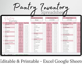 Food Tracker Excel Sheet Google, Pantry Inventory Template, Pantry ...