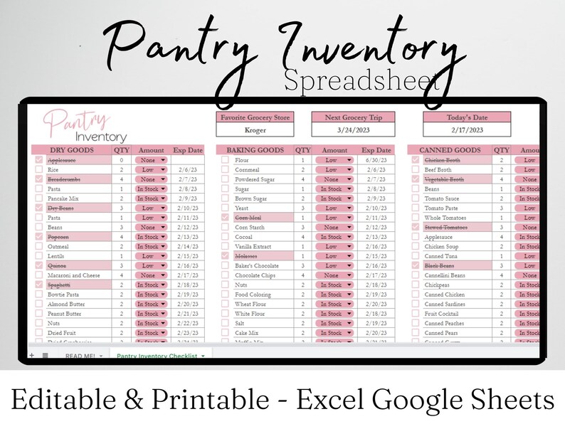 Pantry Inventory Template Pantry List Pantry Planner Food - Etsy