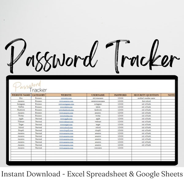 Password Tracker - Etsy