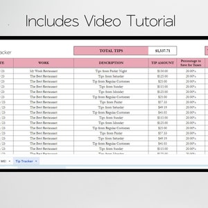 Tip Tracker Excel Spreadsheet, Tips Tracker, Tip Shift Tracker, Server ...