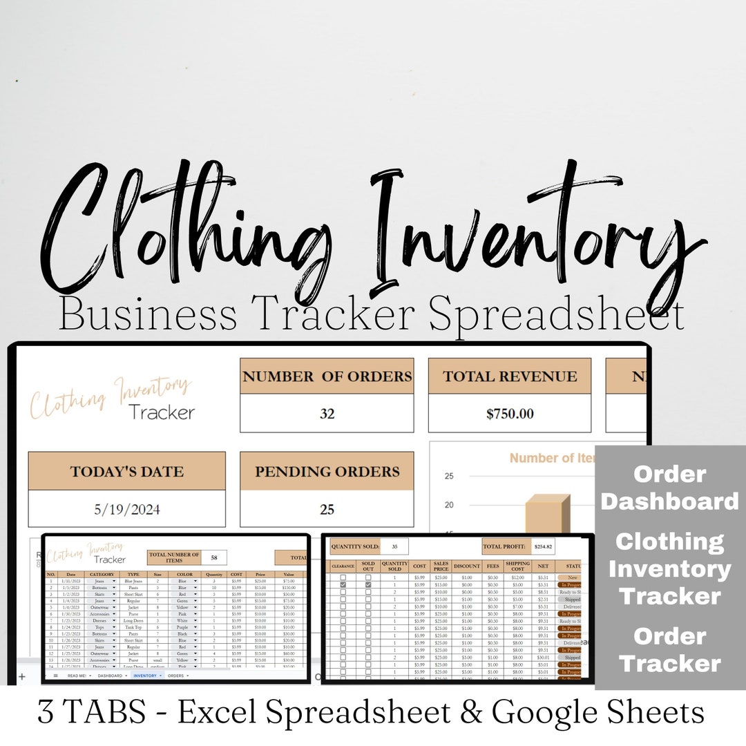 Clothing Business Inventory Tracker Log, Clothing Inventory Template ...