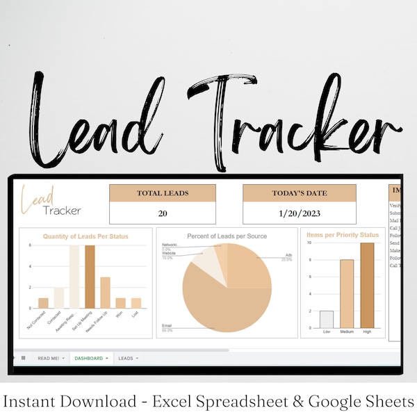 Lead Tracker Excel Sheet - Etsy