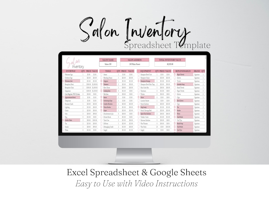 Salon Inventory Template, Salon Inventory Tracker Log, Beauty Salon ...