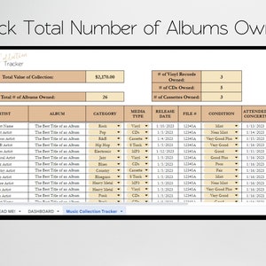 Music Collection Tracker Excel Spreadsheet, Music Tracker Google Sheets ...