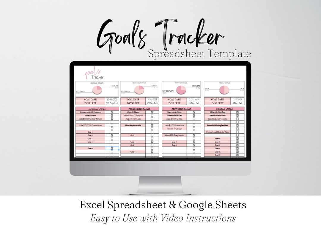 Goal Tracker Spreadsheet Goal Planner, Goal Setting, Goal Tracker ...