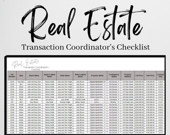 Real Estate Transaction Checklist Planner - Etsy