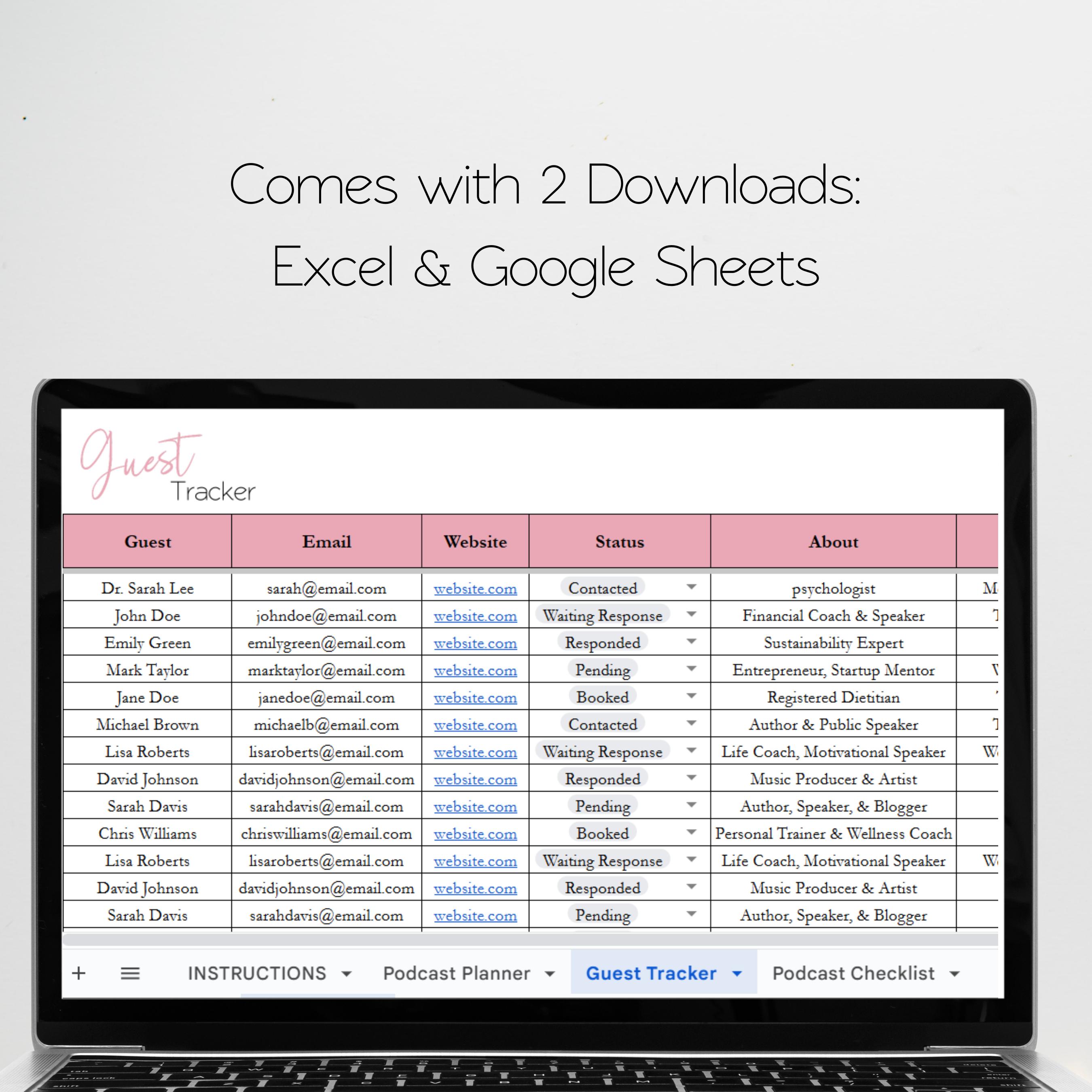 Podcast Planner Spreadsheet Template Google Sheets, Podcast Checklist ...