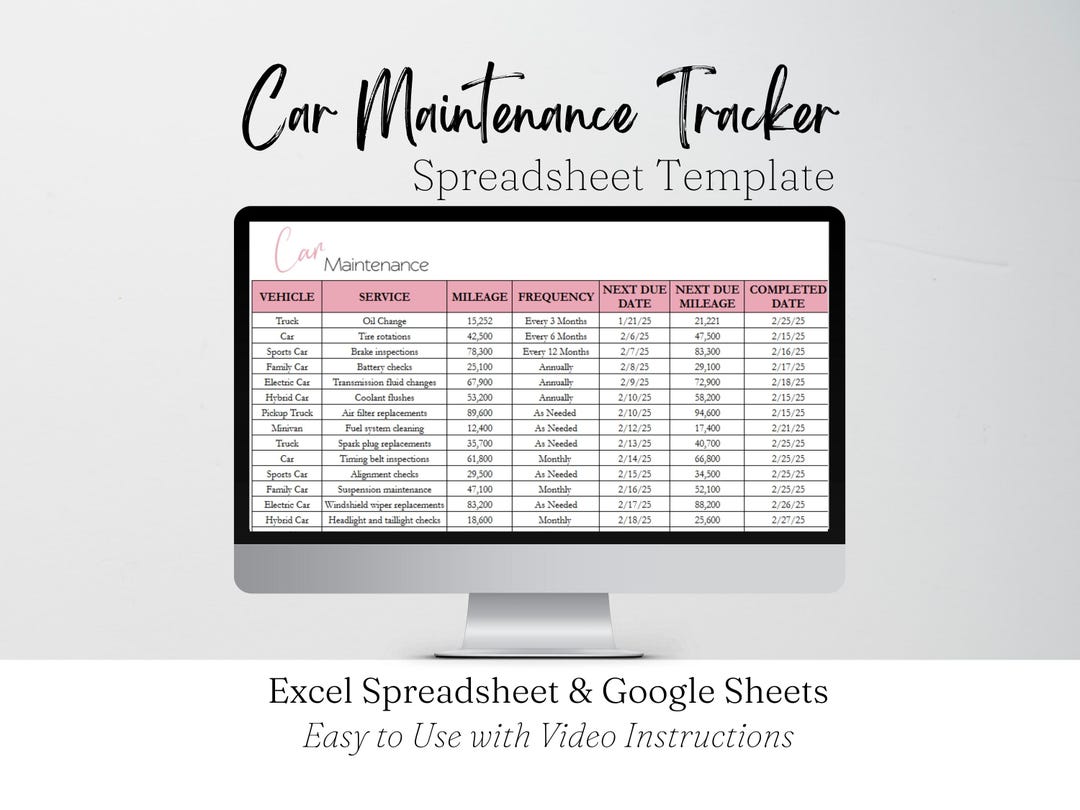 Car Maintenance Tracker, Vehicle Maintenance List Google Sheets ...