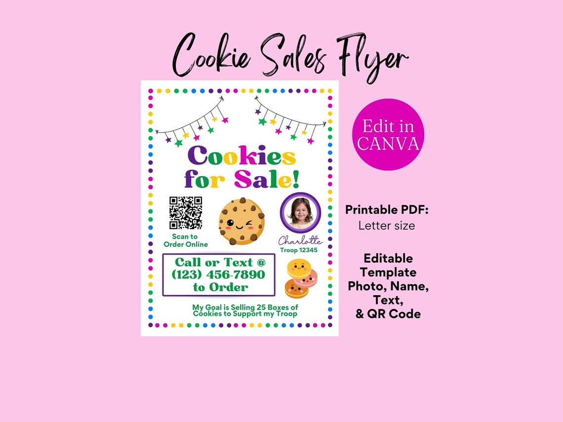Cookie Sales Flyer, Fundraiser Template, Girl Troop Leader, 2025 ...