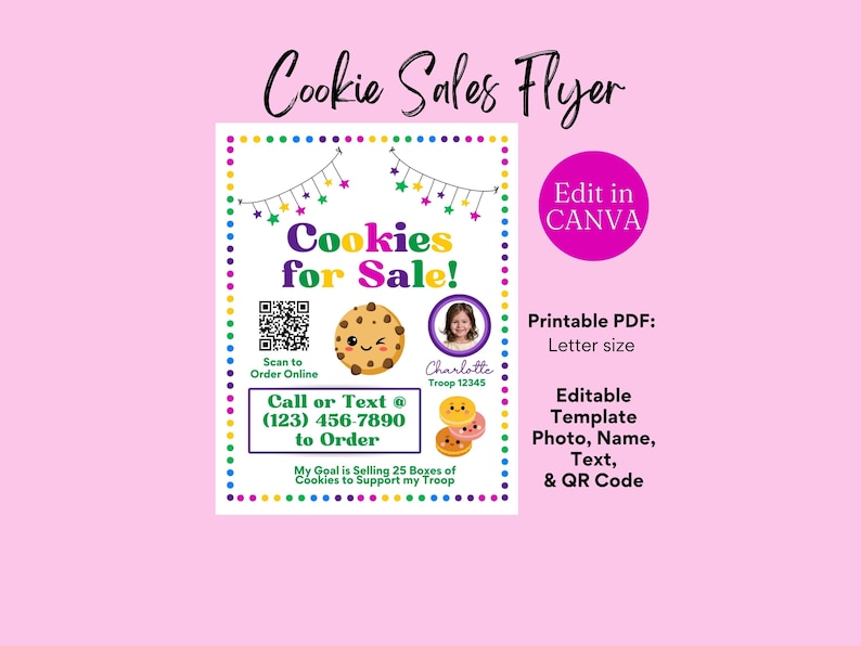 Cookie Sales Flyer, Fundraiser Template, Girl Troop Leader, 2025 ...