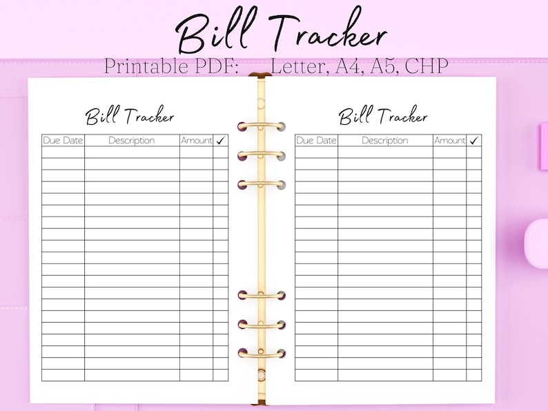 Bill Tracker Printable, Bill Tracker PDF, Bill Tracker Personal Size ...