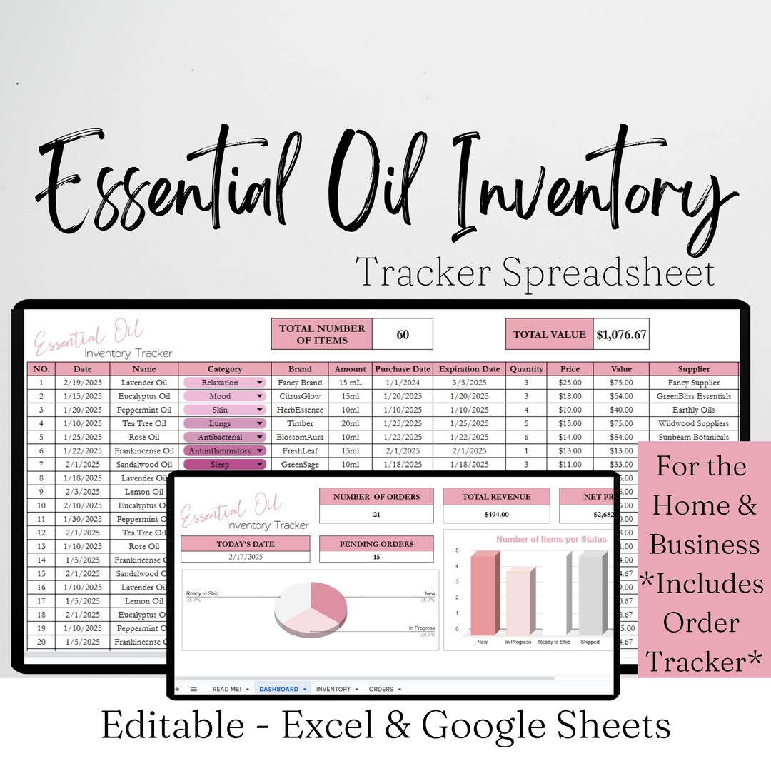 Essential Oil Inventory Tracker Google Sheet, Essential Oils Inventory ...