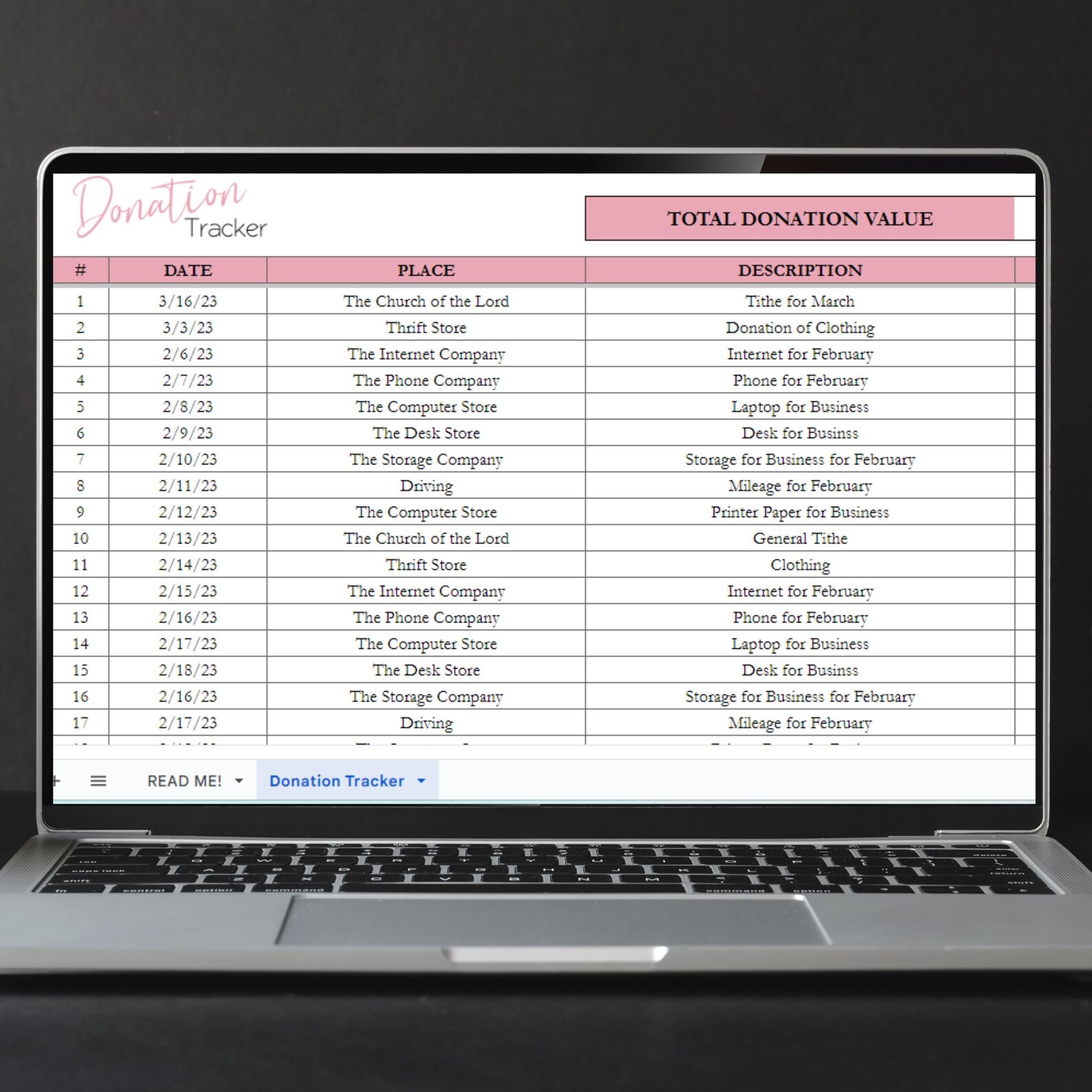 Donation Tracker Excel Spreadsheet, Donation Template Google Sheets ...