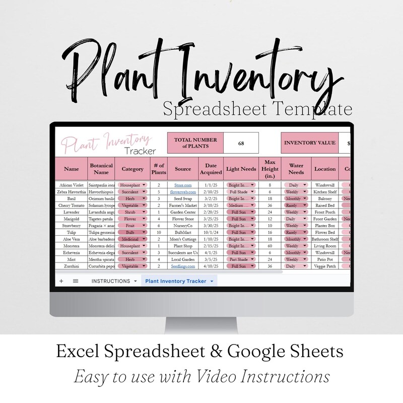 Plant Inventory Templates - Etsy