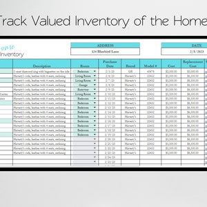 Home Inventory Spreadsheet, Home Inventory Template, Home Inventory ...