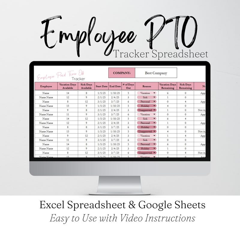 Employee Pto Template - Etsy