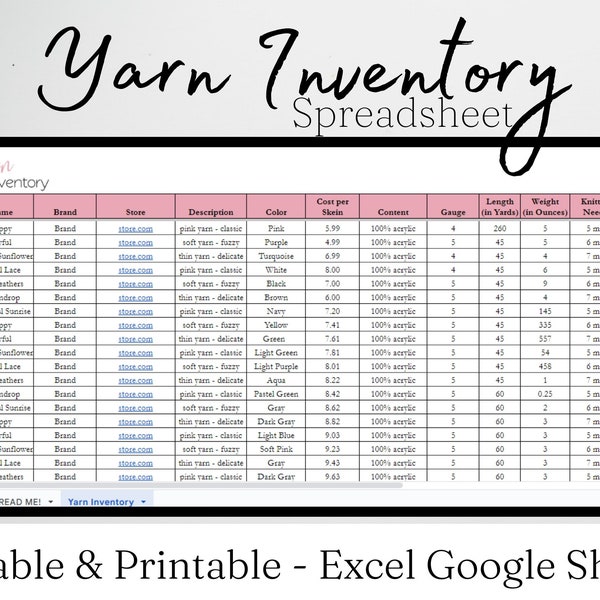 Yarn Tracker Excel - Etsy