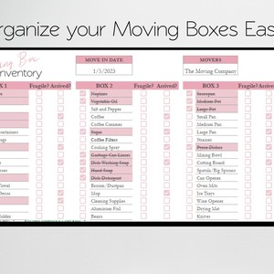 Moving Box Inventory Excel Spreadsheet, Organized Moving, Home ...