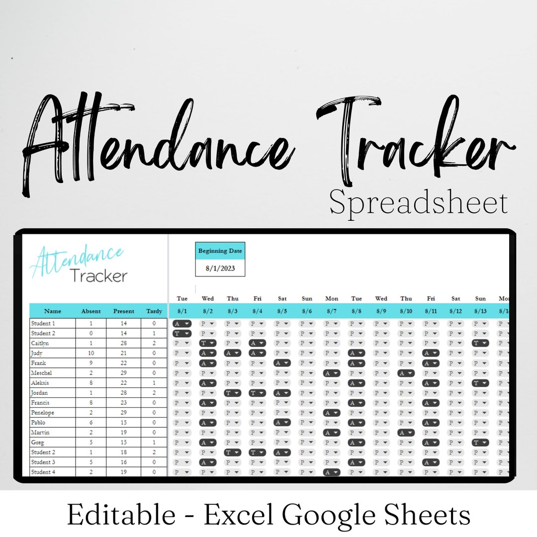Attendance Log Attendance Tracker Excel Log School Class Template ...