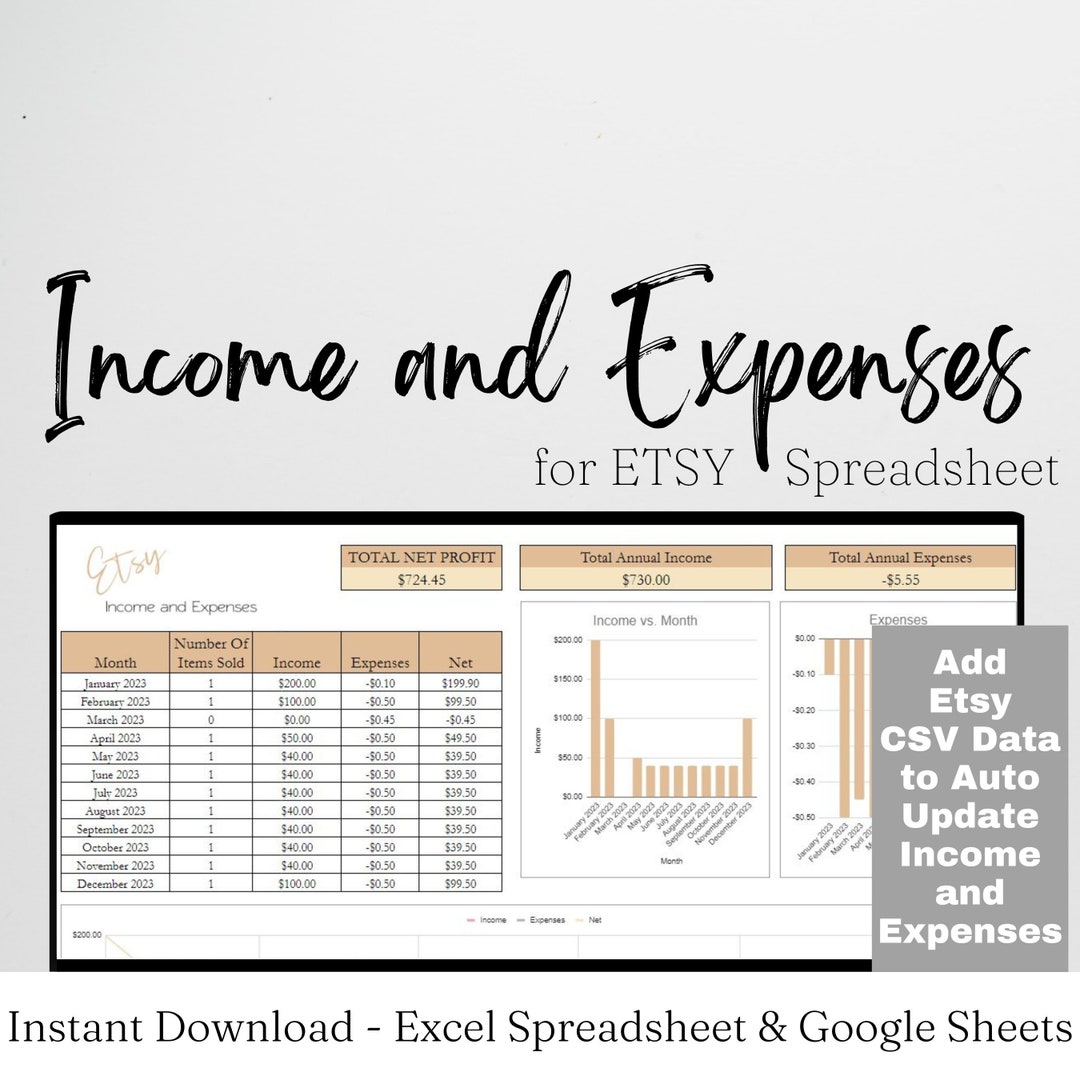 Income and Expense Tracker Small Business for Etsy Sellers, Income and ...