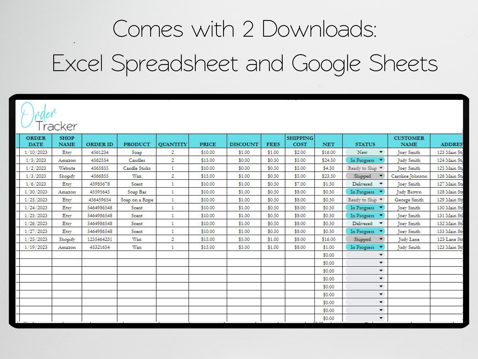 Business Order Tracker Template, Order Tracker Google Sheets, Order ...