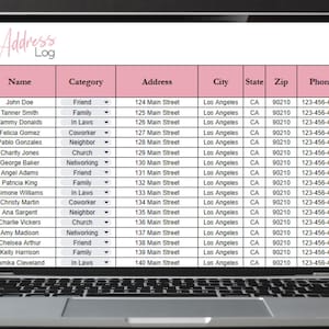 Address Tracker Template Excel Spreadsheet, Address Book, Address Log, Contact Directory, Client ...