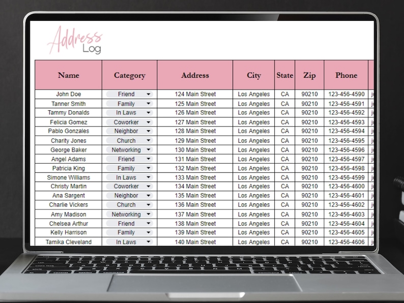 Address Tracker Template Excel Spreadsheet Address Book - Etsy