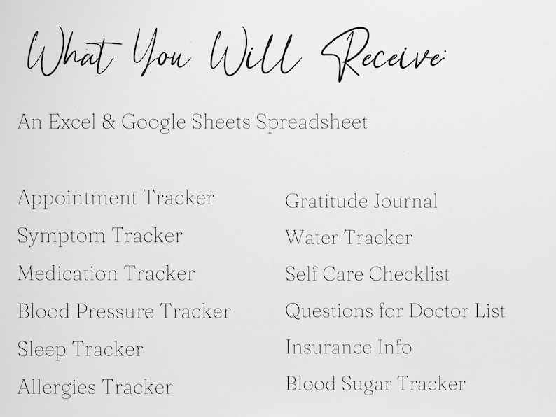 Health Tracker Template Excel Spreadsheet Health Planner - Etsy